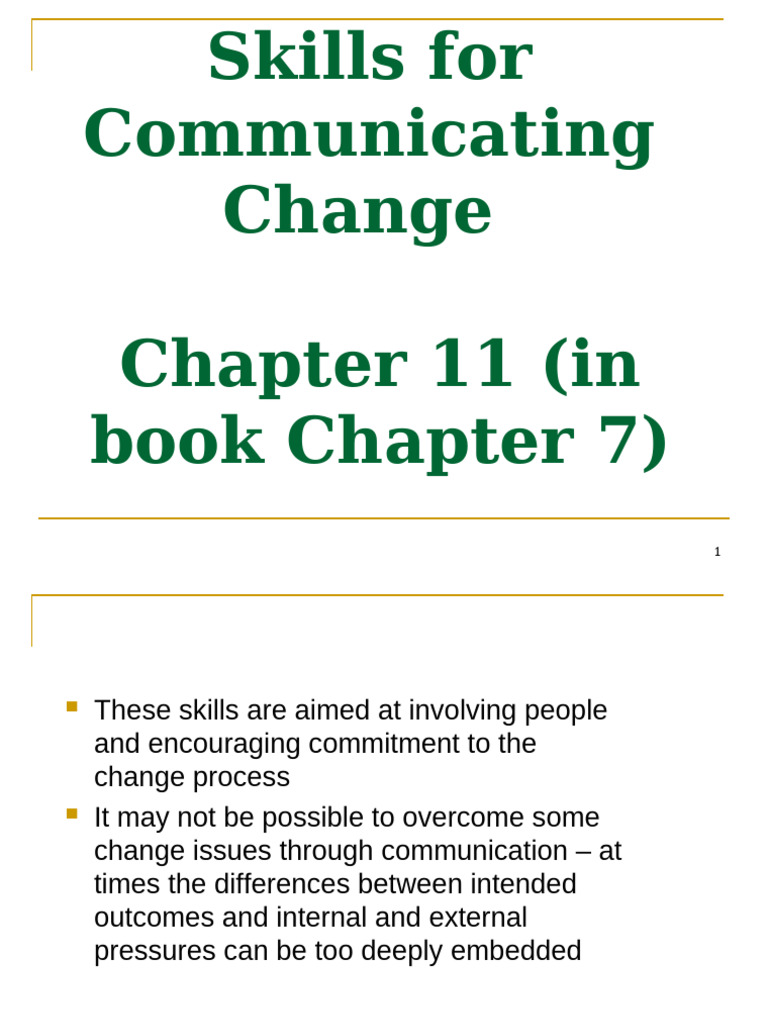 Chapter 11_Skills for Communicating Change | PDF | Communication ...