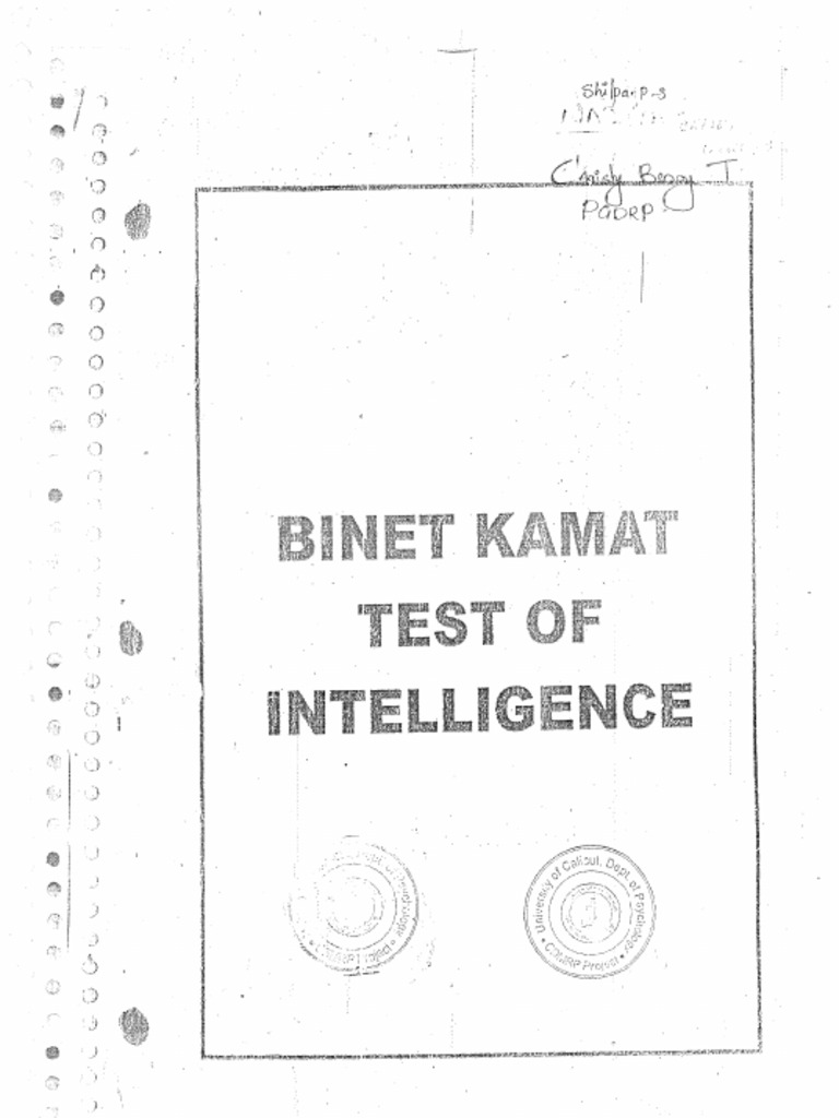 Binet Commat Test of Intelligence | PDF