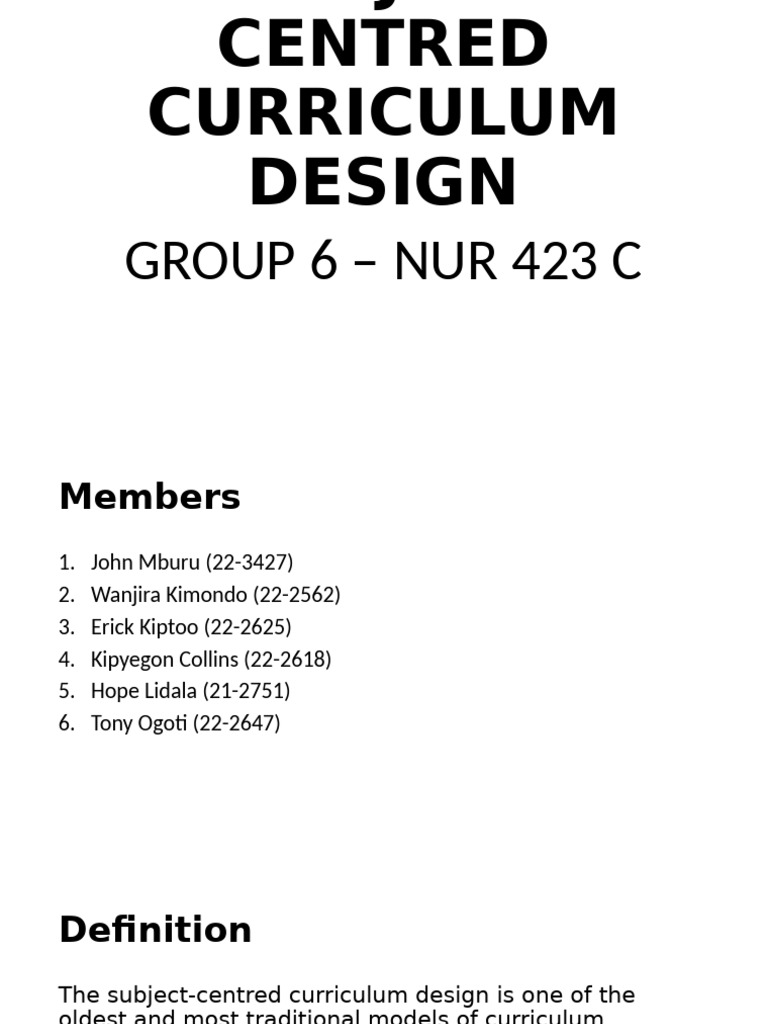 Subject-Centered Curriculum Design Overview | PDF | Curriculum | Knowledge