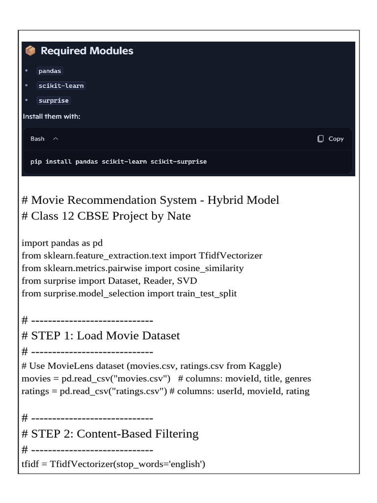 Hybrid Movie Recommendation System | PDF | Information Retrieval ...