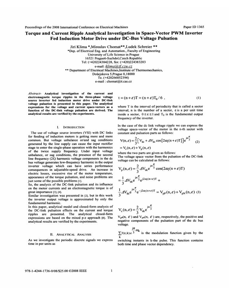 Torque and Current Ripple in PWM Inverters | PDF | Power Inverter ...