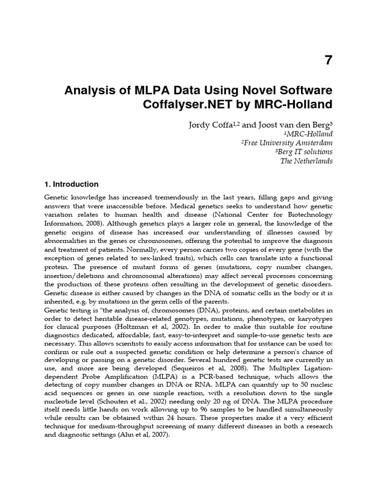 MLPA Data Analysis with Coffalyser.NET | PDF | Genetics | Polymerase ...