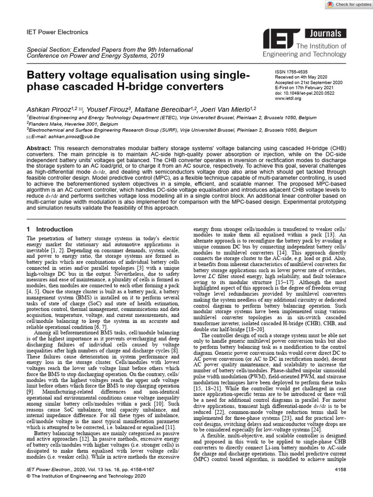 IET Power Electronics - 2021 - Pirooz - Battery Voltage Equalisation ...