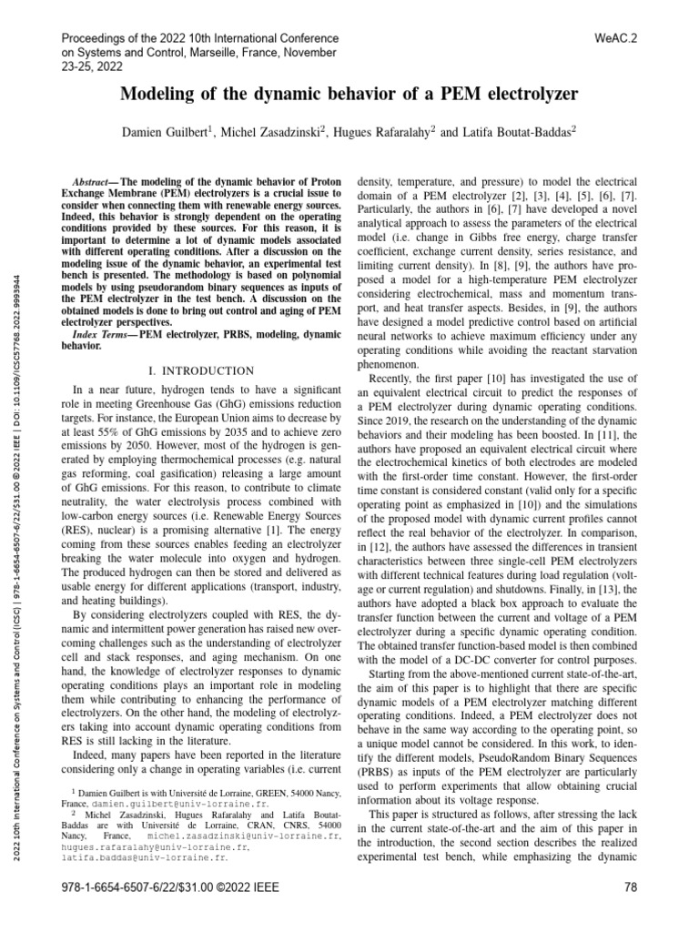 Dynamic Modeling of PEM Electrolyzers | PDF | Electricity ...