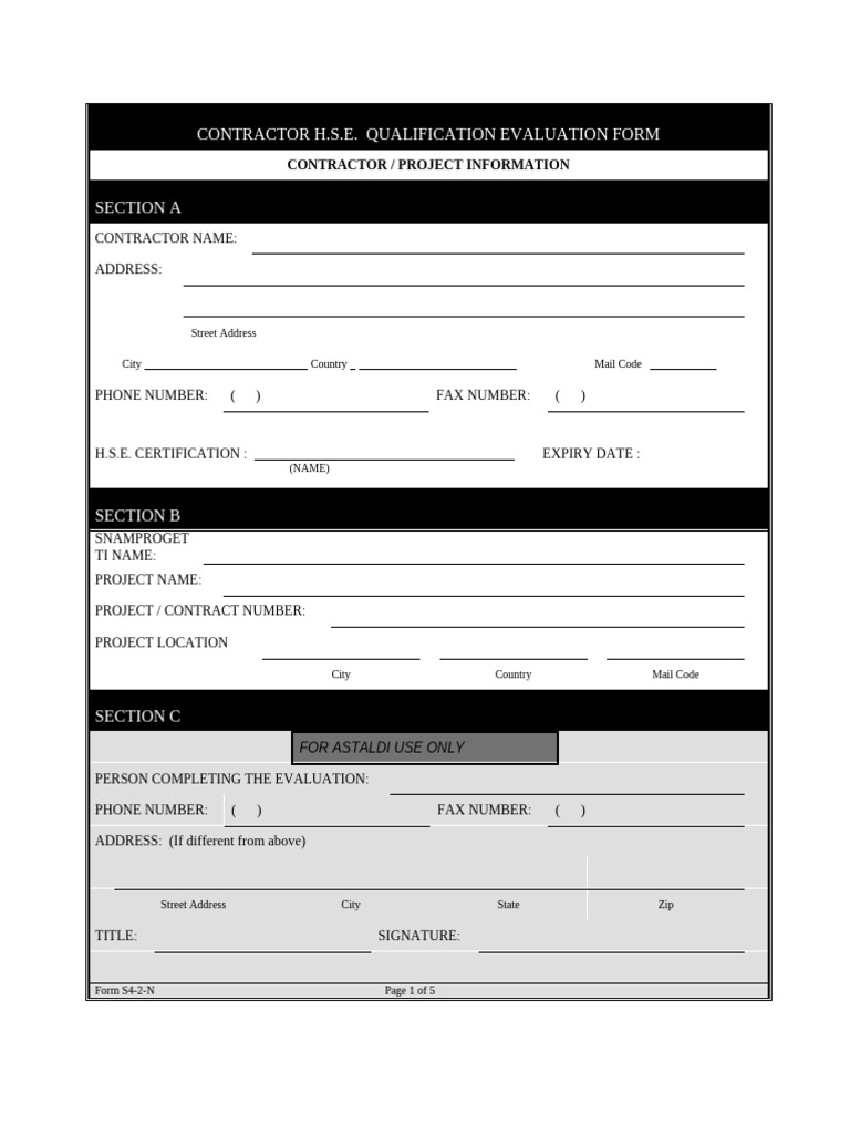 Contractor HSE Qualification Evaluation Form | PDF | Occupational ...