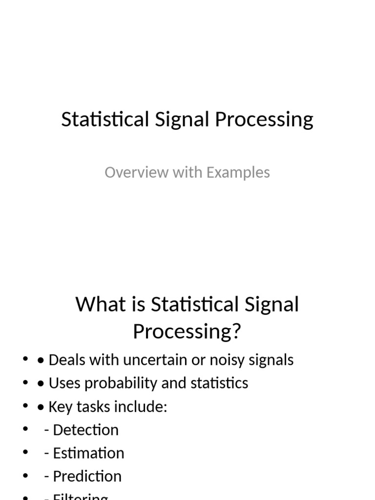 Statistical Signal Processing | PDF