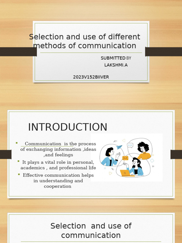Selection and Use of Different Methods of Communication | PDF