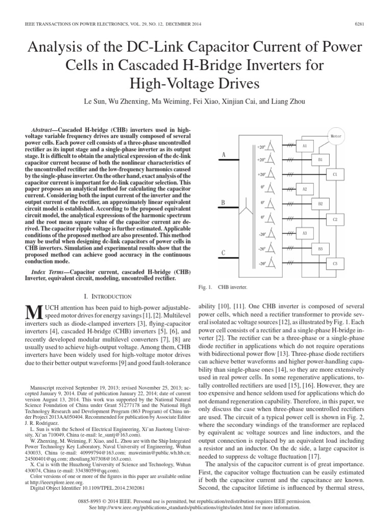 DC-Link Capacitor Current Analysis in CHB Inverters | PDF | Power ...