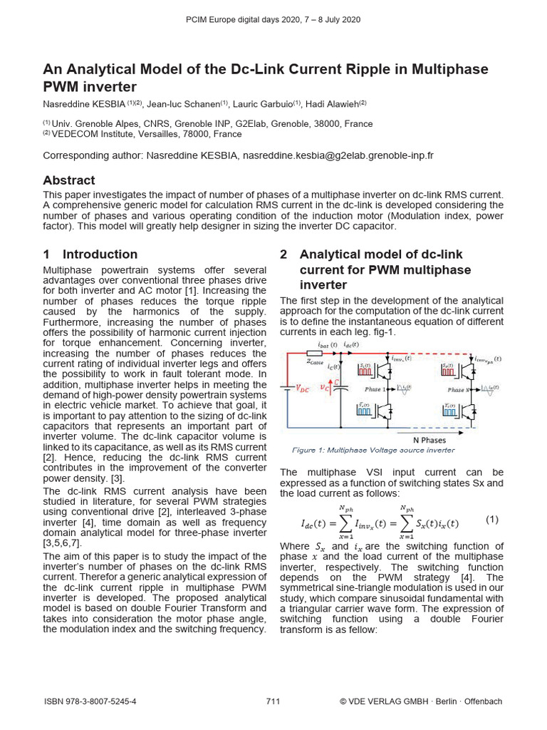 An Analytical Model of The Dc-Link Current Ripple in Multiphase PWM ...