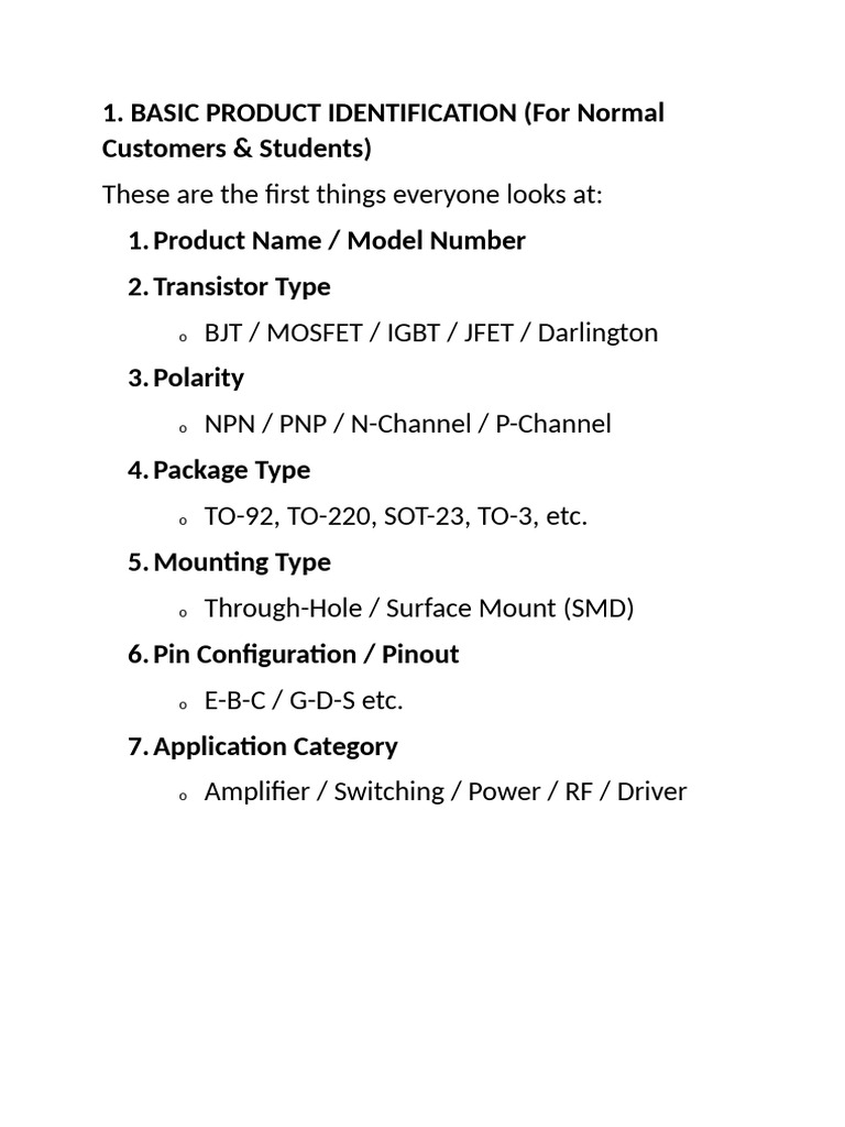 Transistor Identification and Specifications | PDF | Bipolar Junction ...