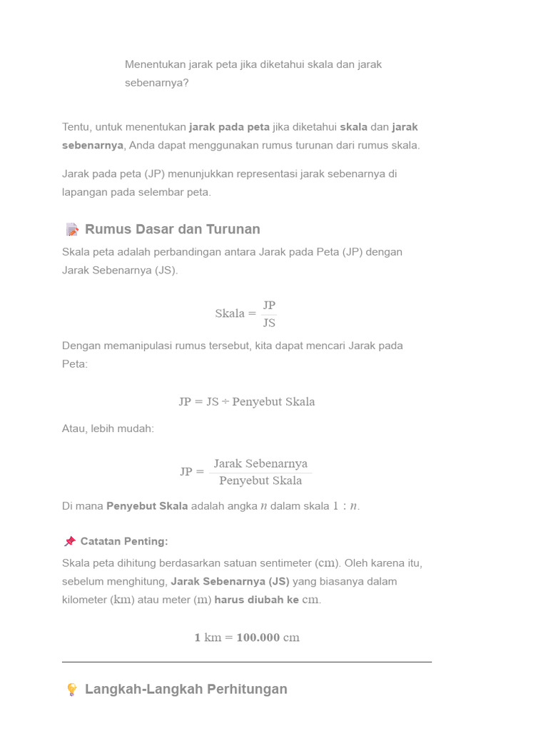 Menghitung Jarak Peta dari Skala | PDF