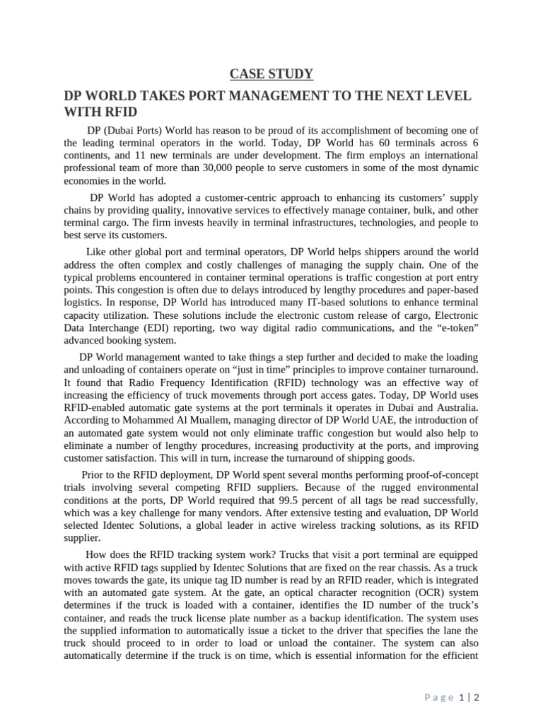 DP World Enhances Port Efficiency with RFID | PDF | Radio Frequency ...