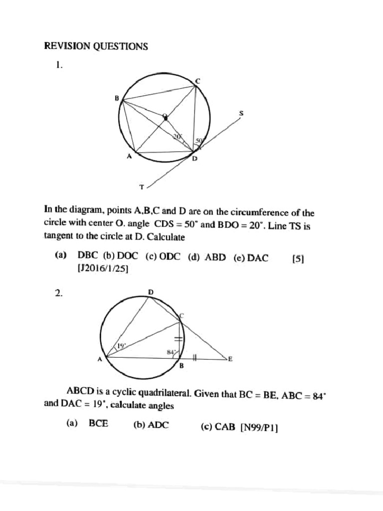 Circle Geometry Exercise | PDF