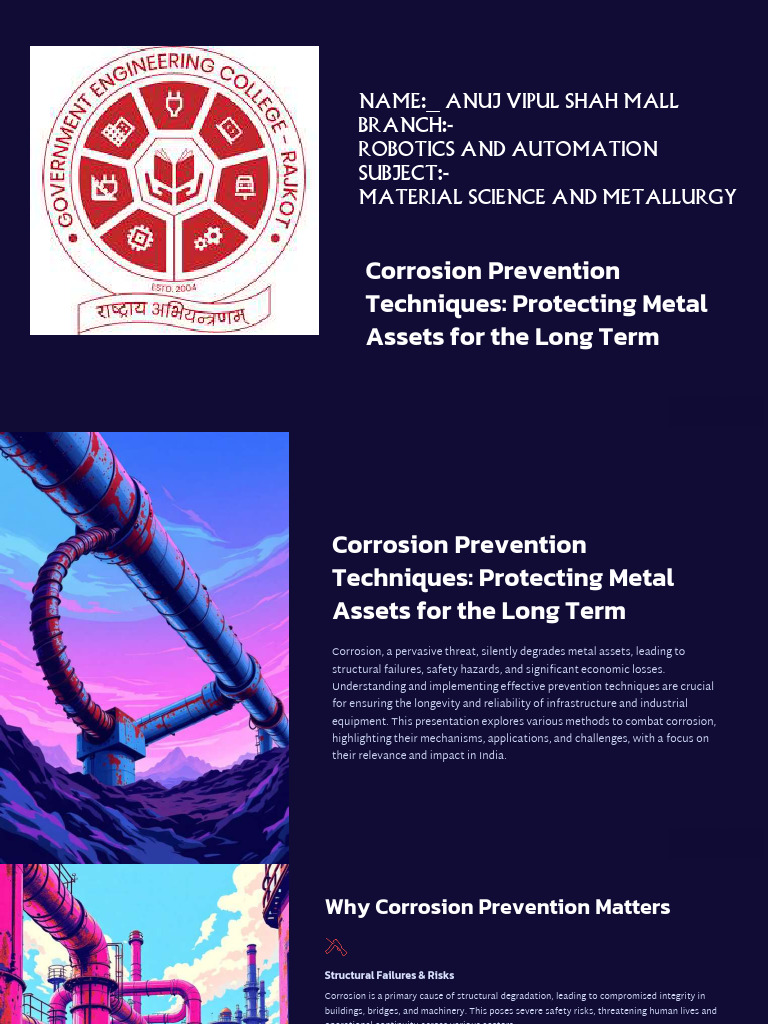 Corrosion Prevention Techniques for Metals | PDF | Corrosion | Chemistry