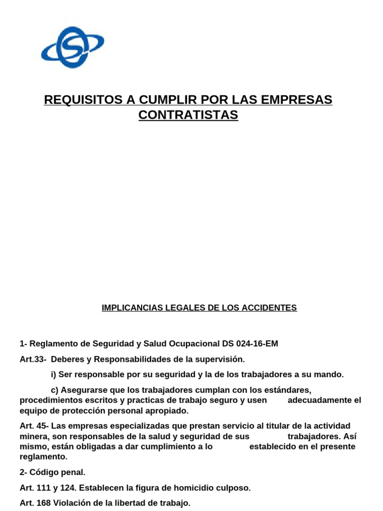 Requisitos de Seguridad para Empresas Contratistas | PDF | Seguro