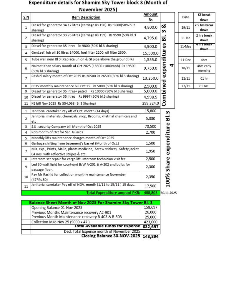 Financial Statement for the Month of Nov 2025 SST Bl.3 | PDF | Diesel ...