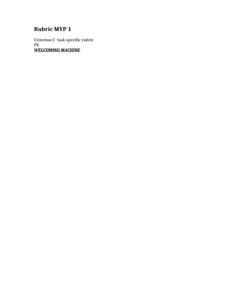 MYP 1 PE Task-Specific Rubric | PDF