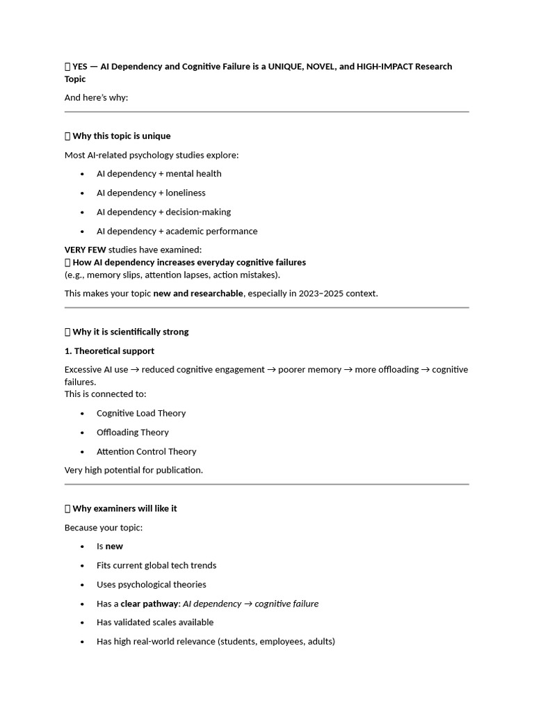 AI Dependency and Cognitive Failures | PDF | Intelligence (AI ...