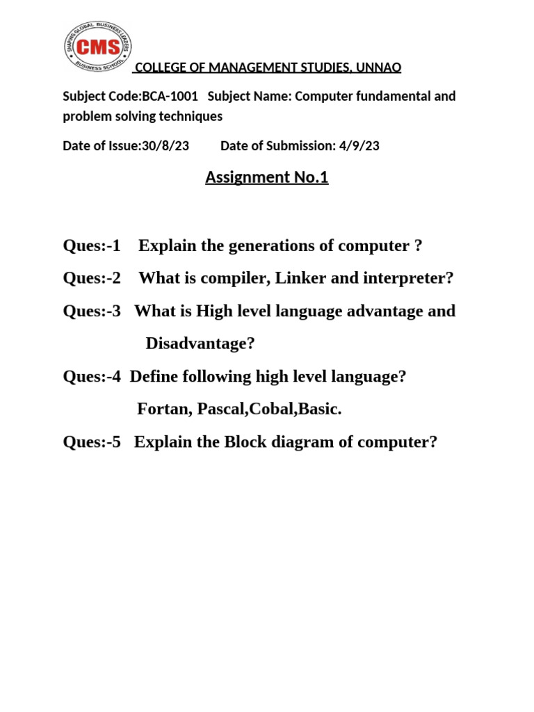 Computer Fundamental Assignment - Docx 2 | PDF | Operating System ...