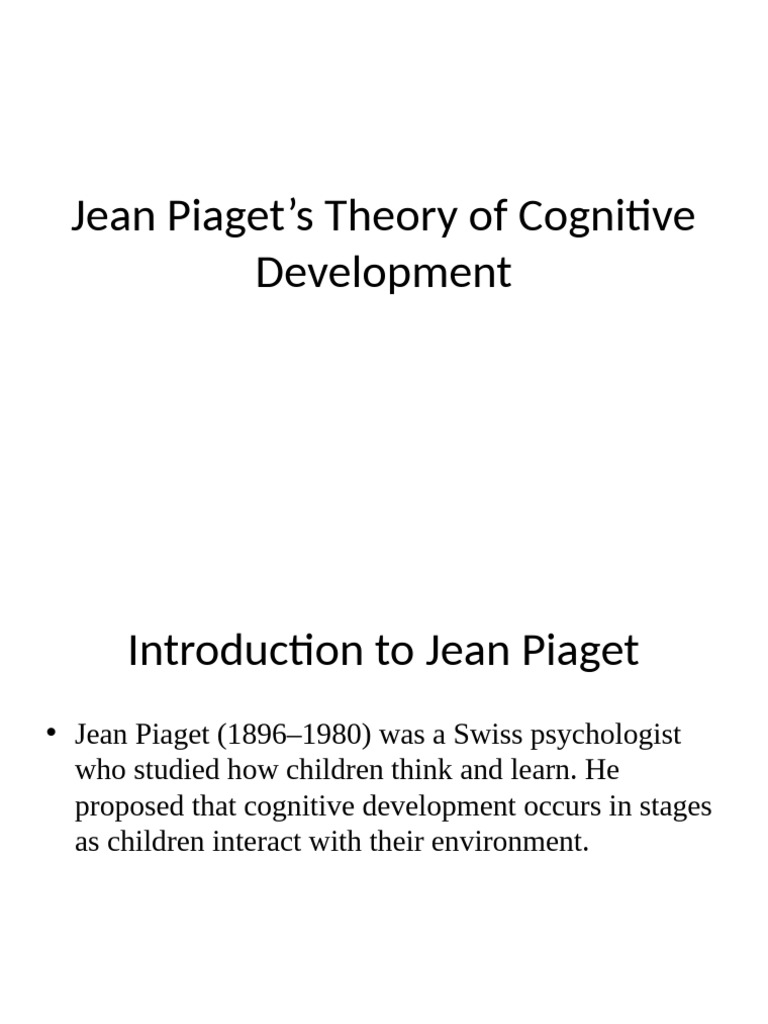 Piaget's Stages of Cognitive Development | PDF | Human Life Stages ...