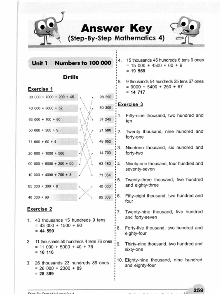 Casco Step-By-Step Mathematics 4 (Answer Key) | PDF