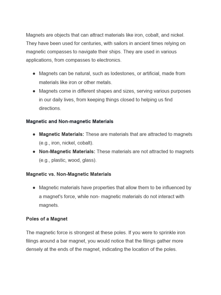 Magnets Are Objects That Can Attract Materials Like Iron, Cobalt, and ...