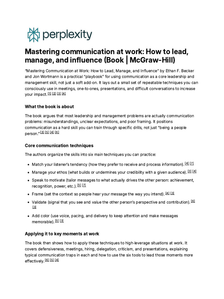 14. Mastering Communication at Work_ How to Lead, Mana | PDF ...