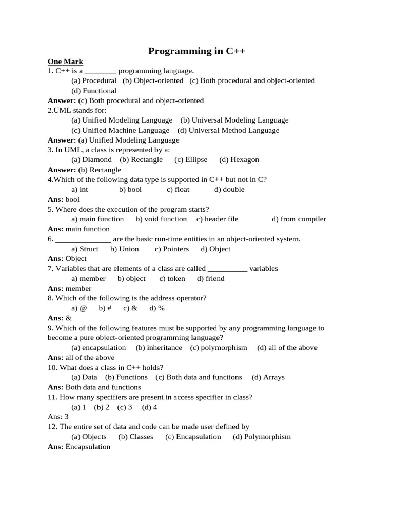 one mark - unit 1 | PDF