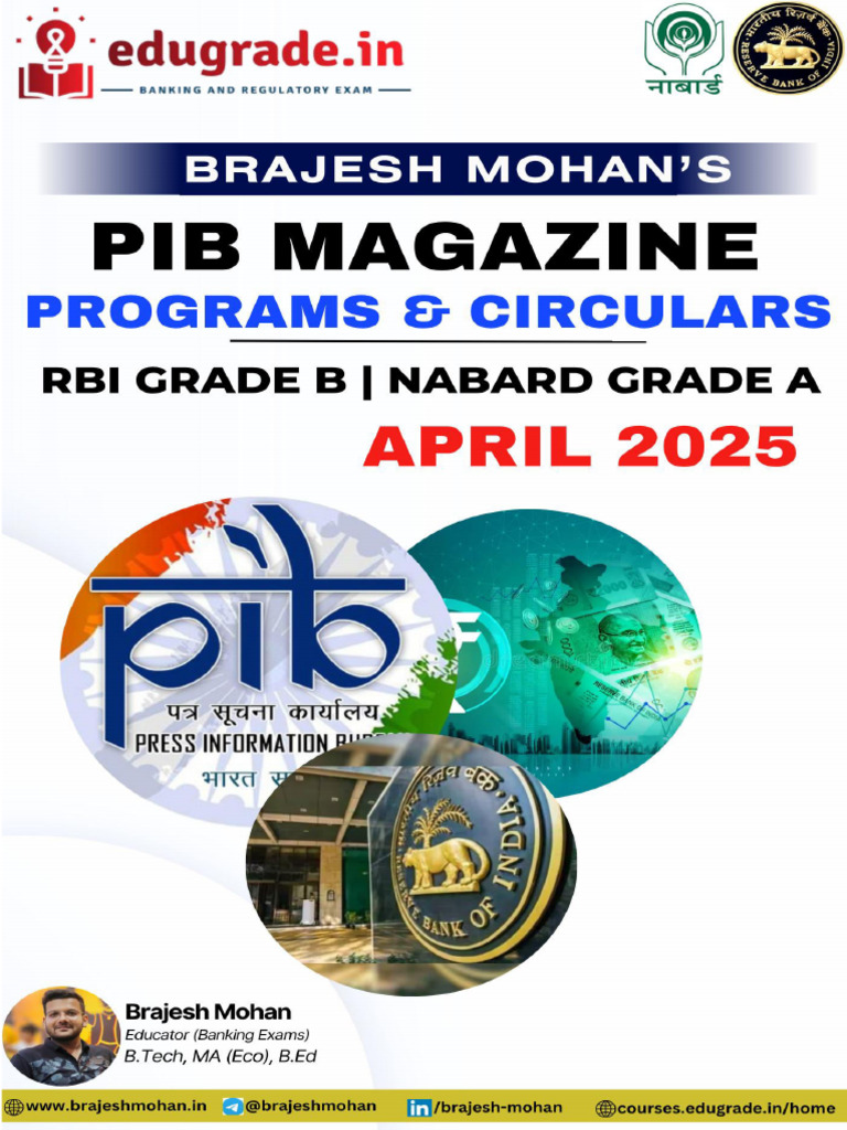 PIB & ESI Current Affairs Magazine - Apr 2025 | PDF | Reserve Bank Of India