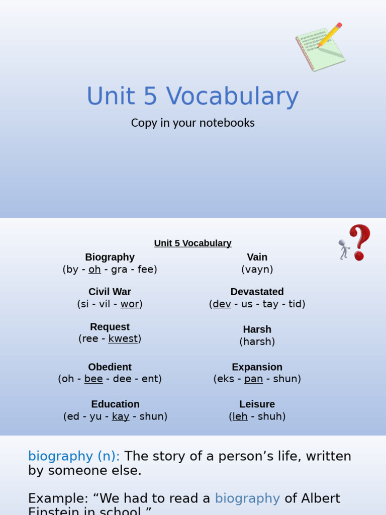 G7 Unit 5 Vocabulary | PDF | Abraham Lincoln