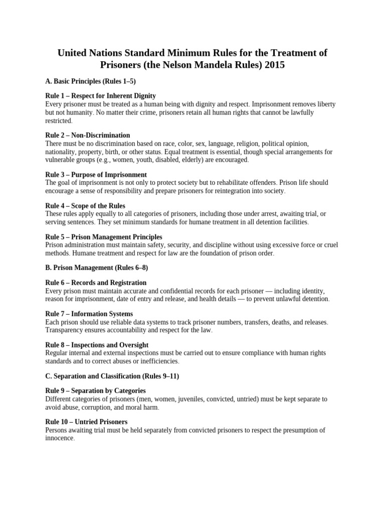 UN Prisoner Treatment Standards 2015 | PDF | Solitary Confinement | Prison