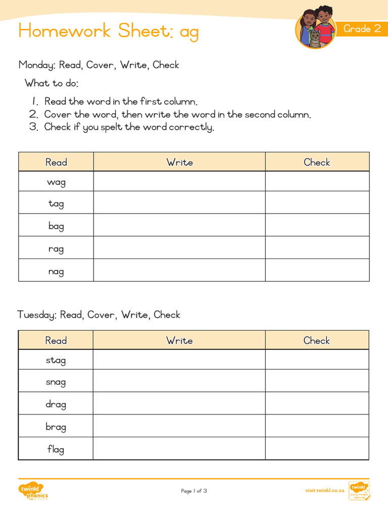 Grade 2 Ag Homework Sheet | PDF