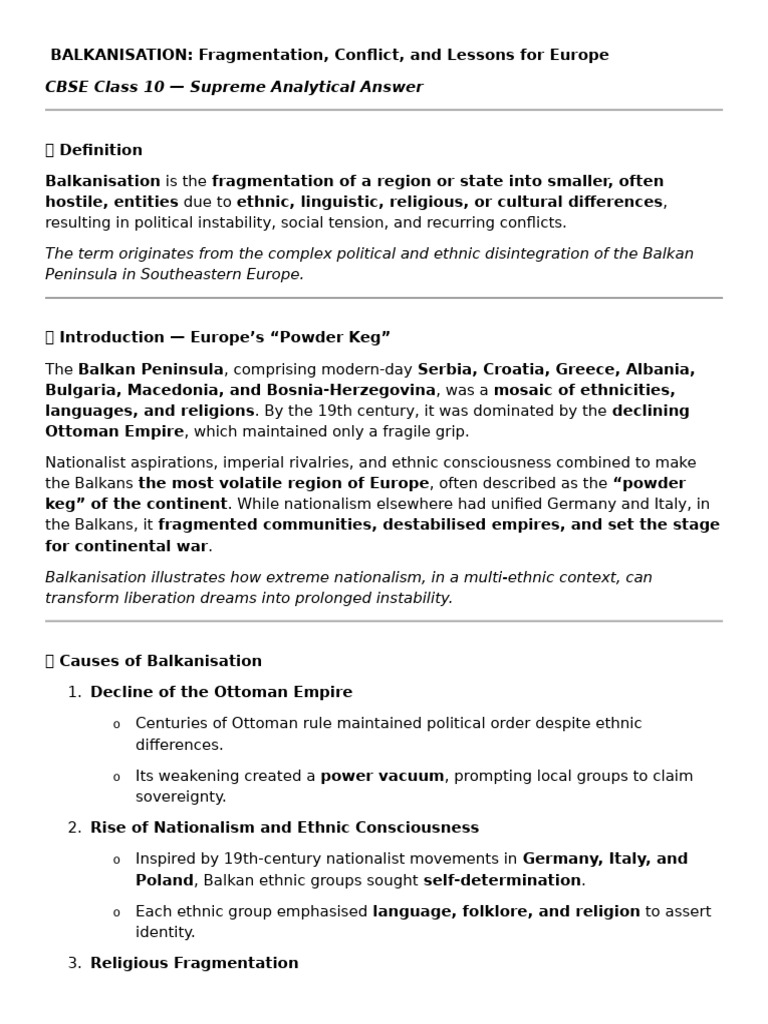 Understanding Balkanisation in Europe | PDF | Balkans | Nationalism