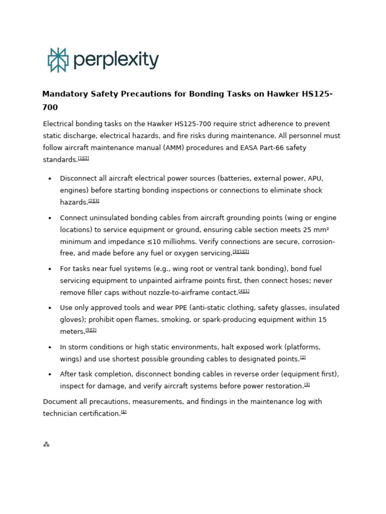 HS125-700 Bonding Safety Guidelines | PDF