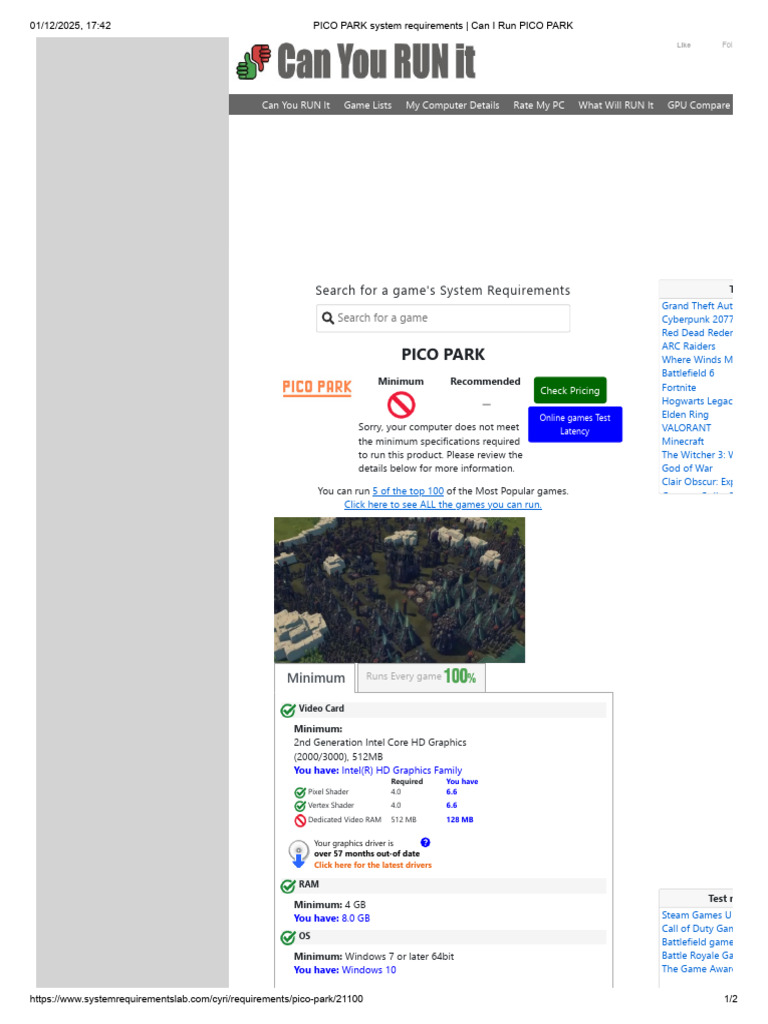 PICO PARK System Requirements _ Can I Run PICO PARK | PDF | Graphics ...
