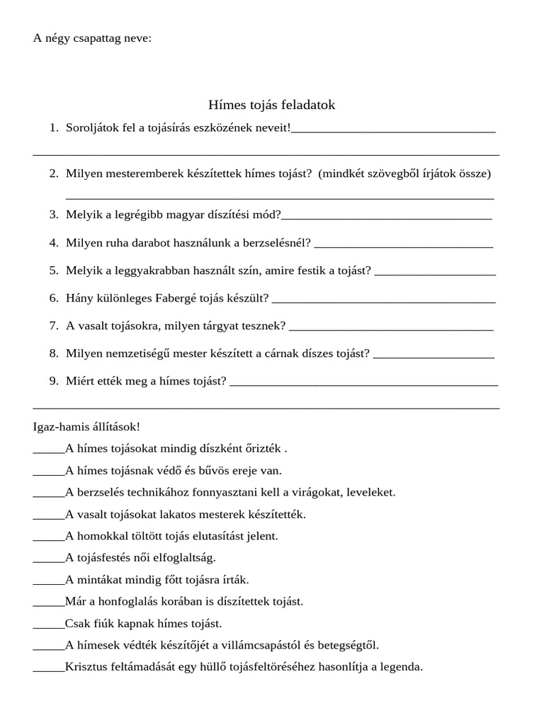 Hímes Tojás Csapatmunka | PDF