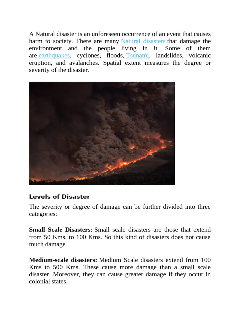A Natural Disaster is an Unforeseen Occurrence of an Event That Causes ...