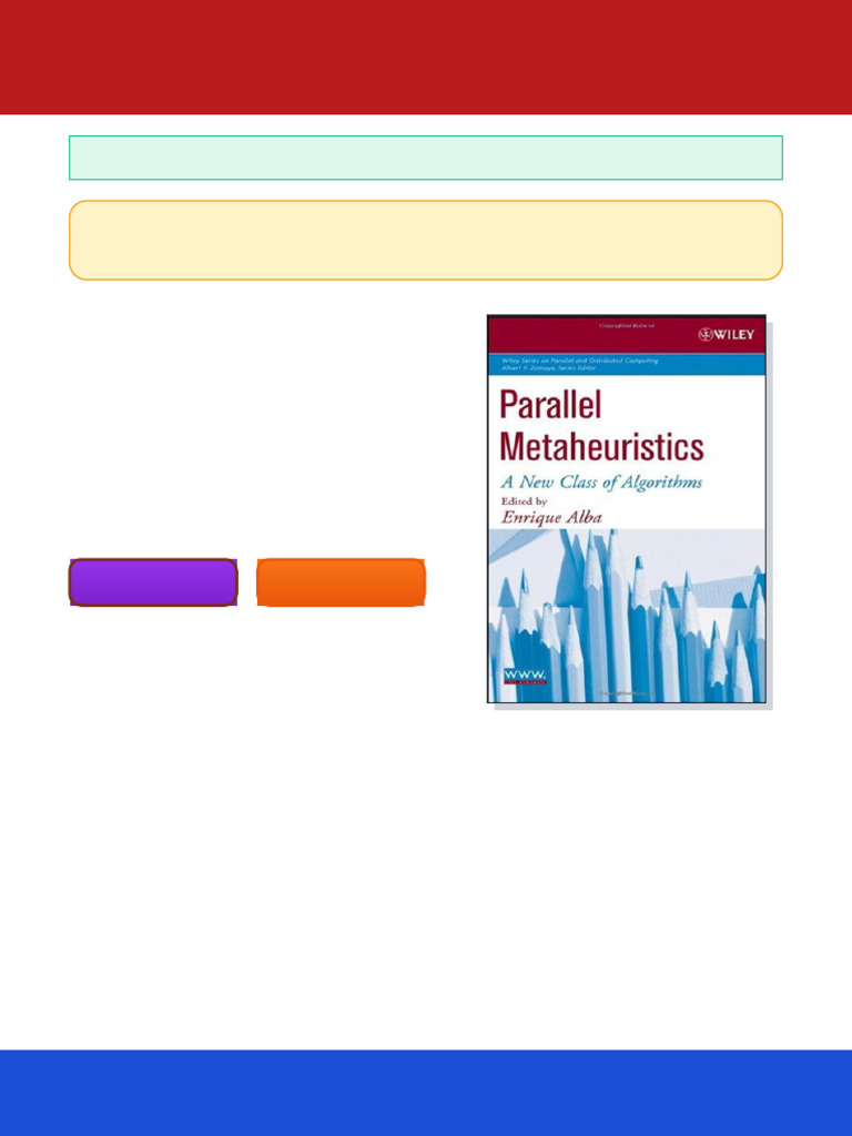 Parallel Metaheuristics A New Class of Algorithms 1st Edition Enrique ...