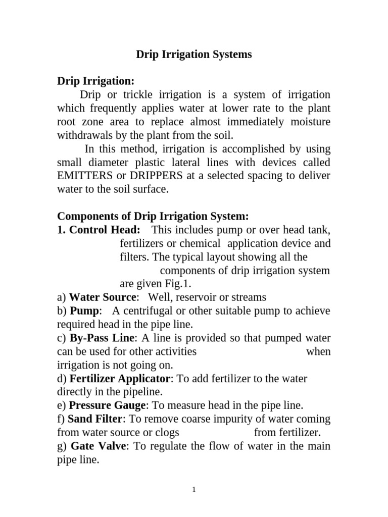 Drip Irrigation System Overview | PDF | Irrigation | Chemical Engineering