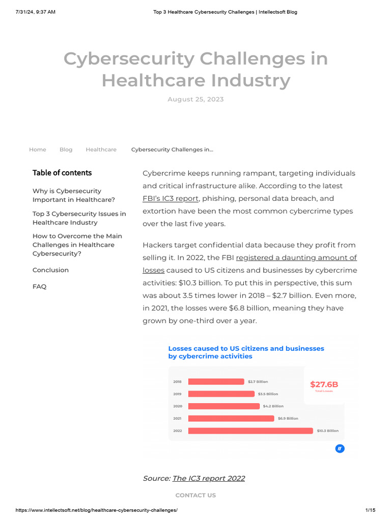 Top 3 Healthcare Cybersecurity Challenges _ Intellectsoft Blog | PDF ...