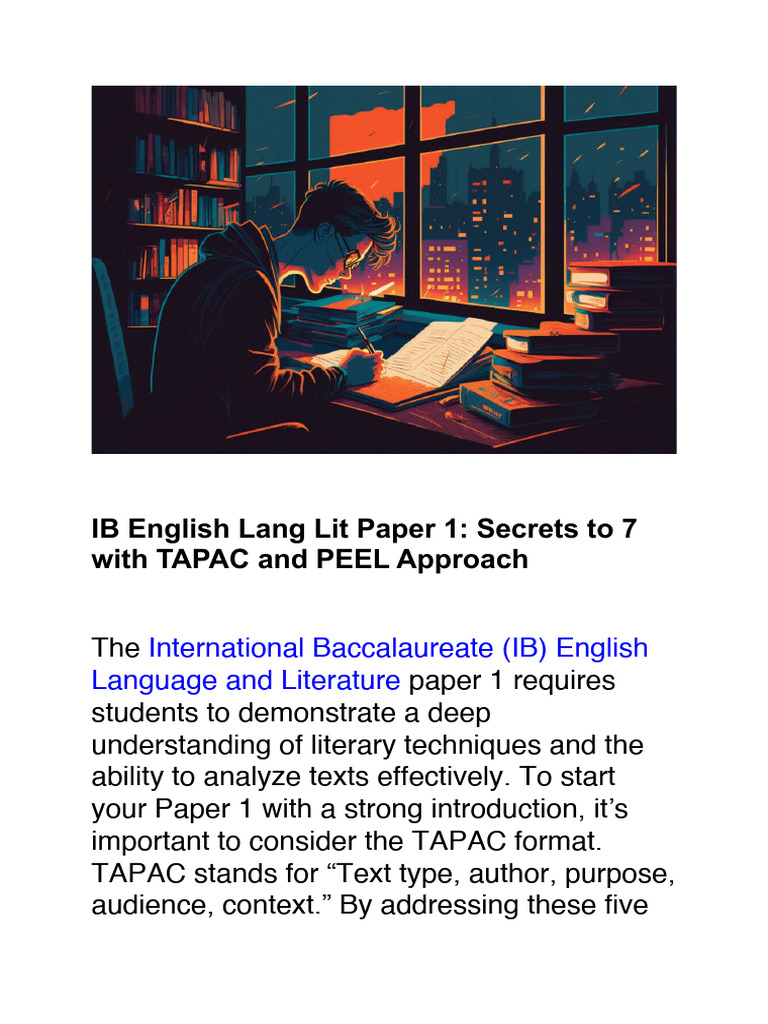 IB English Lang Lit Paper 1 TECHNI | PDF | Poetry | Essays