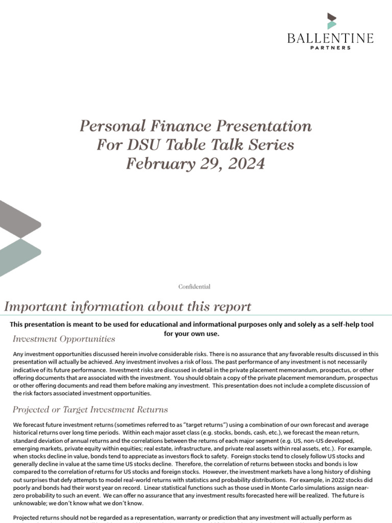 DSU Personal Finance Presentation 2024 | PDF | Investing | Interest