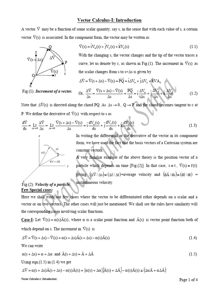 Vector Calculus-I Introduction | PDF | Acceleration | Torque