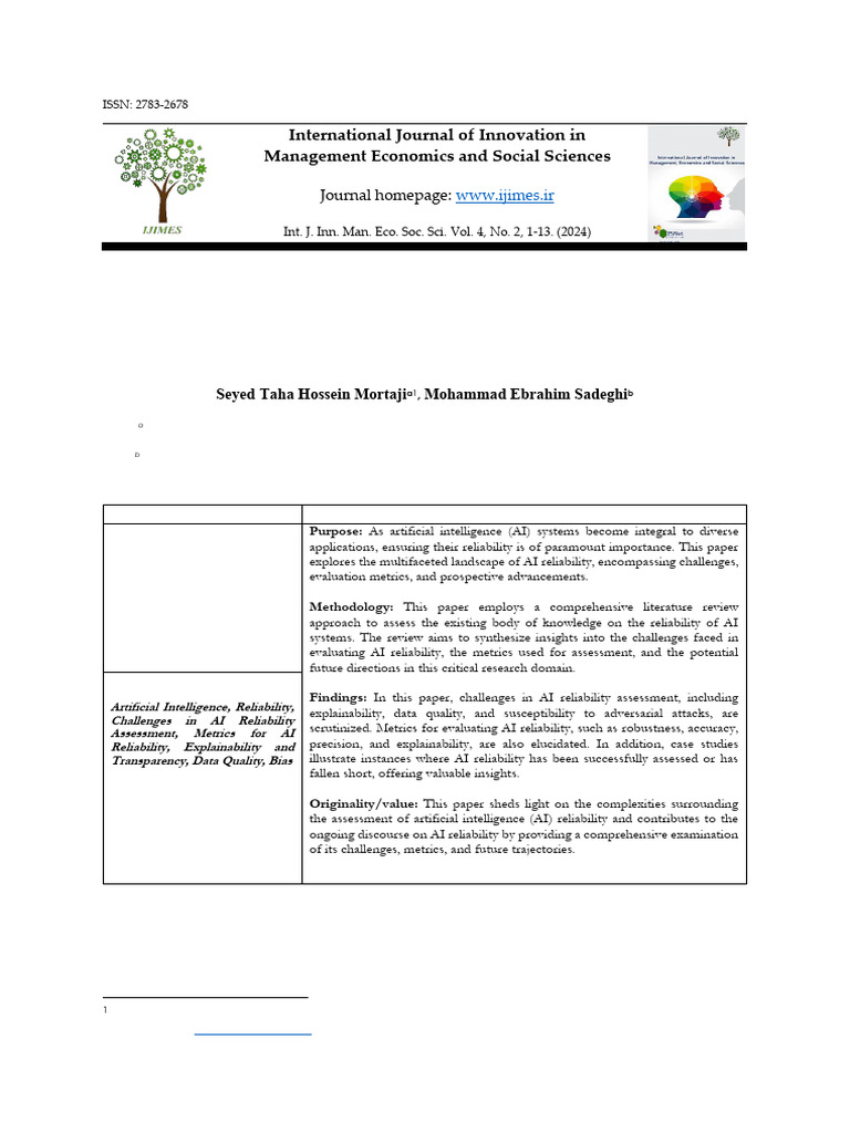 Assessing The Reliability of Artificial Intelligence Systems | PDF ...