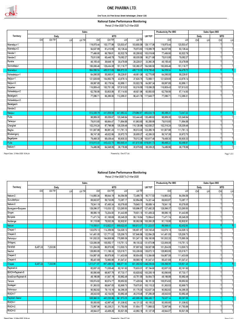 National Sales Productivity Per MIO | PDF