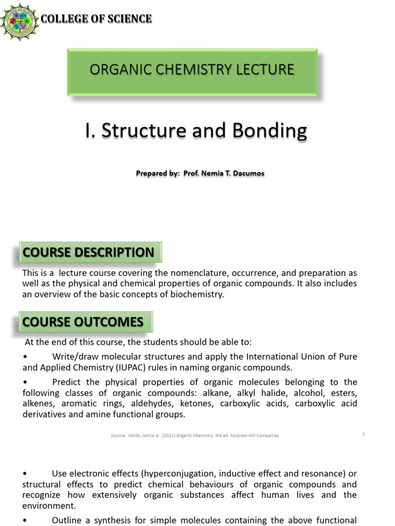 Chapter 1 Structure & Bonding 1st Sem 2023 | PDF | Chemical Polarity ...