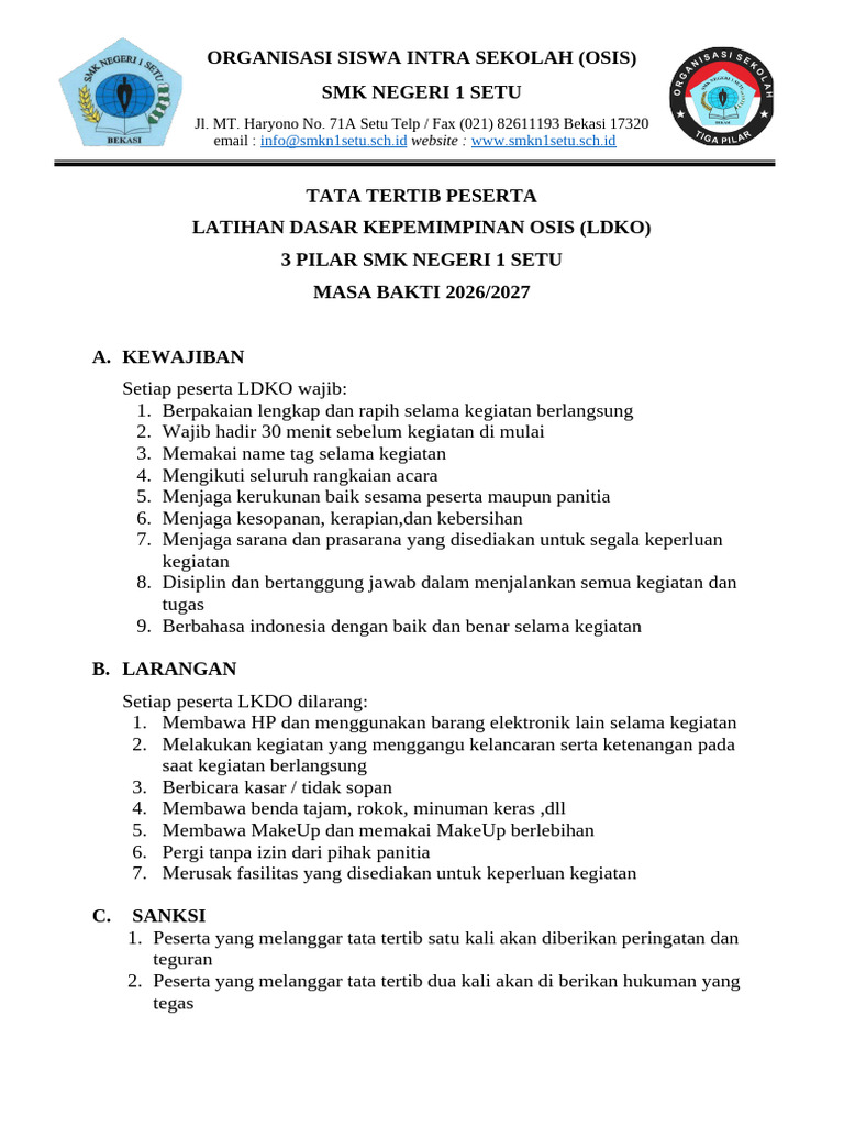 Tata Tertib Peserta Ldko | PDF