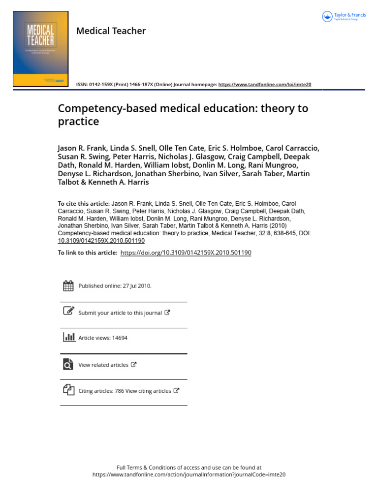 Competency-Based Medical Education Insights | PDF | Curriculum | Learning