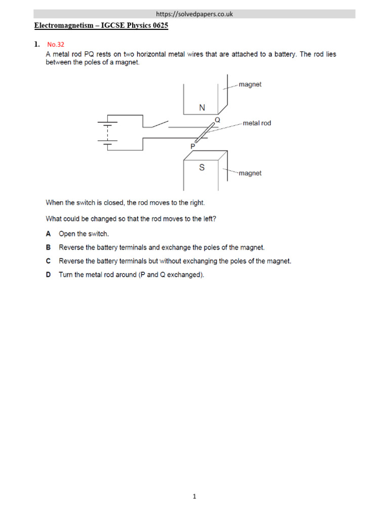 IG3PT2JN Electromagnetic Effects Igcse Physics 0625 | PDF