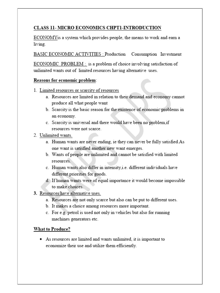 Microeconomics Ch1 NOTES | PDF | Economies | Economics